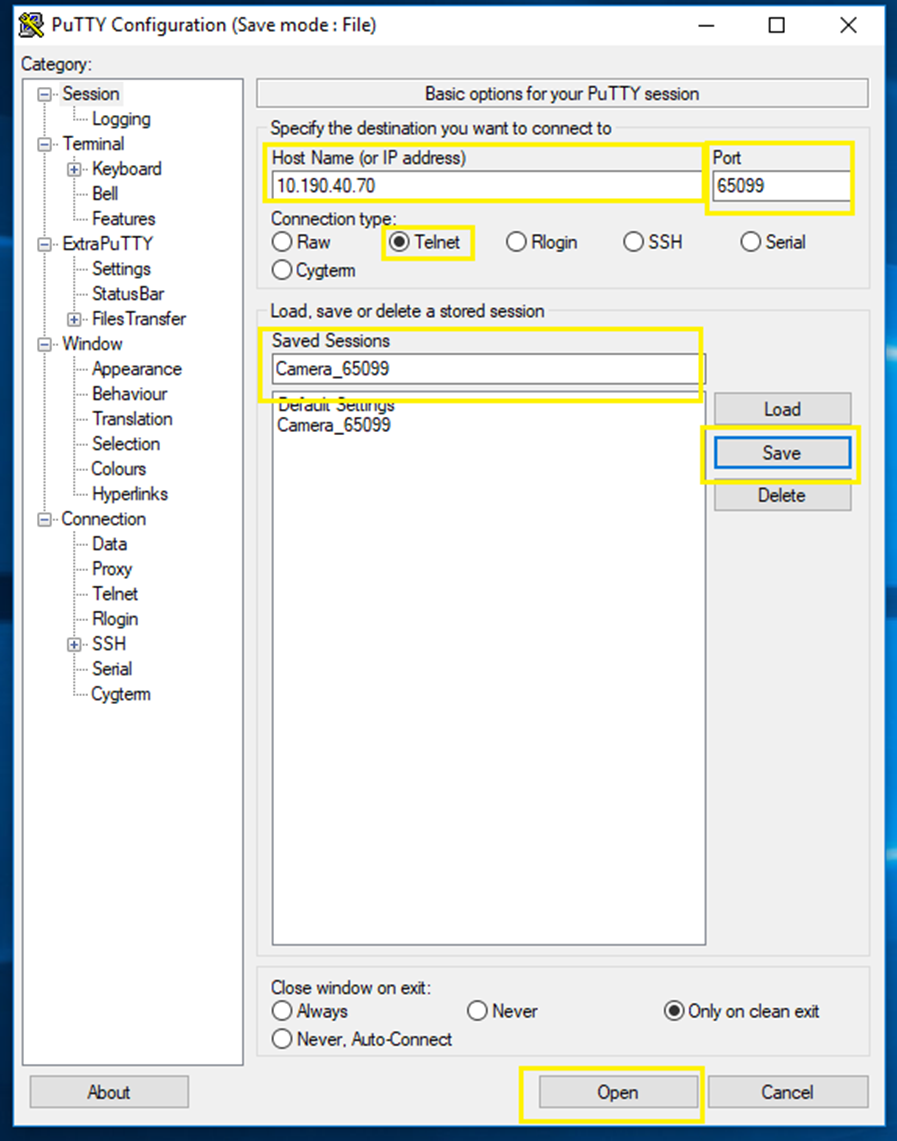 How to record ION network logs using telnet